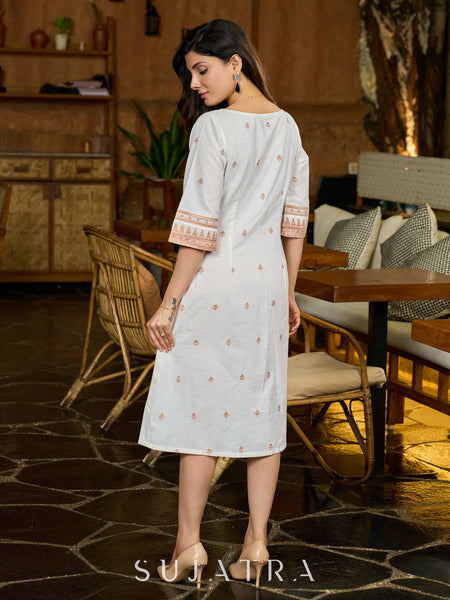 Ethereal Weave Off White Jamdani Dress – Sujatra